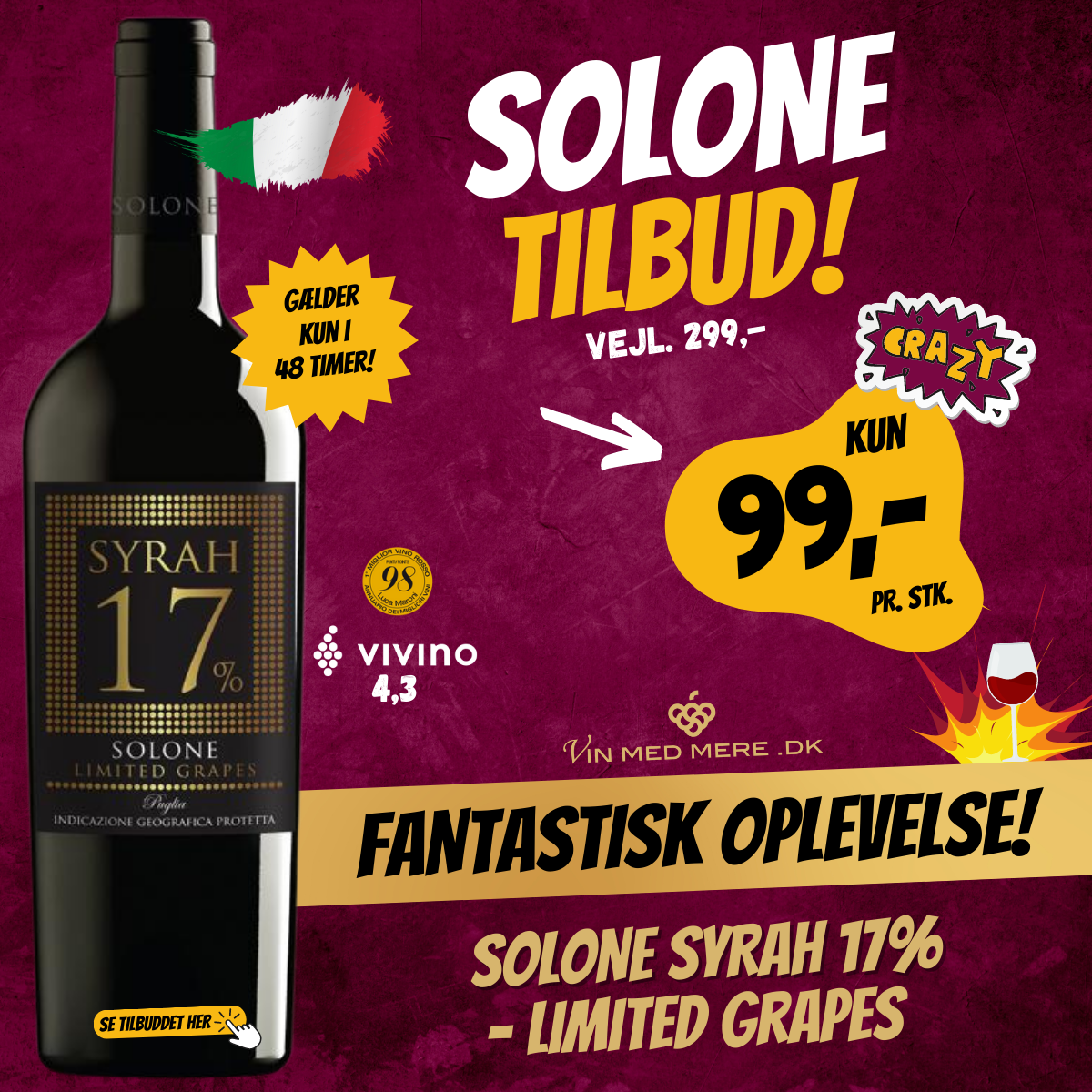 SOLONE Syrah 17% - Limited Grapes - ITALIENSK VIN - VIN MED MERE .DK